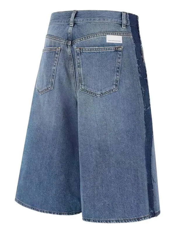 NINE:INTHE:MORNING Panelled Frayed-edge Shorts - Blue