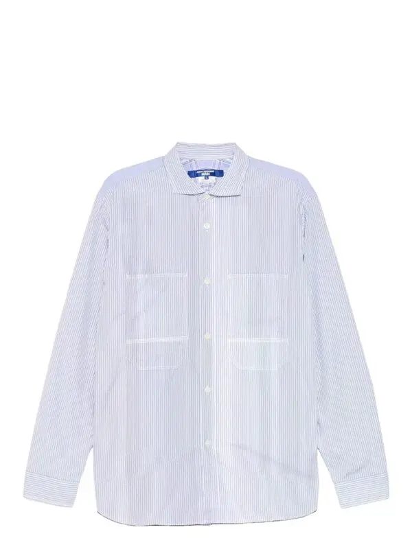 Junya Watanabe Vertical-stripe Patch-pocket Shirt - Blue
