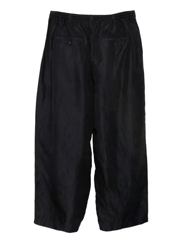 Comme Des Garçons Pinstripe Crinkled-finish Trousers - Blue
