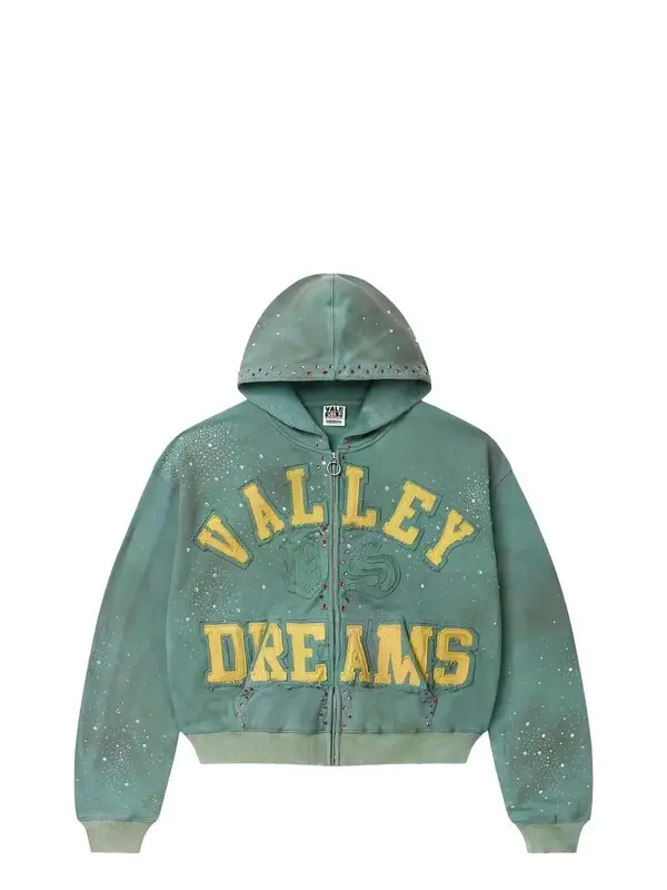 VALE FOREVER Rhinestone Embellished Hoodie - Blue