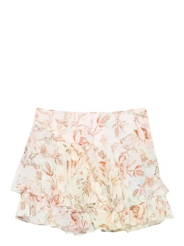 Hemant & Nandita Ezra Floral-print Ruffled Mini Skirt - Neutrals
