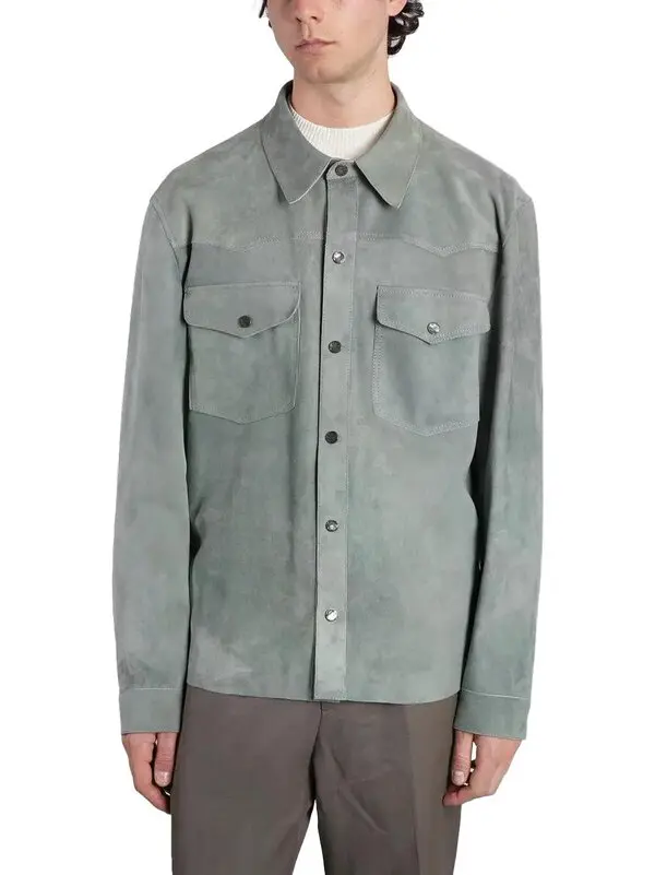 SALVATORE SANTORO Suede Western-style Shirt Jacket - Green