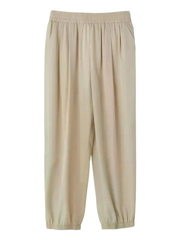 RECTO Pleated Trousers With Elasticated Cuffs - Neutrals