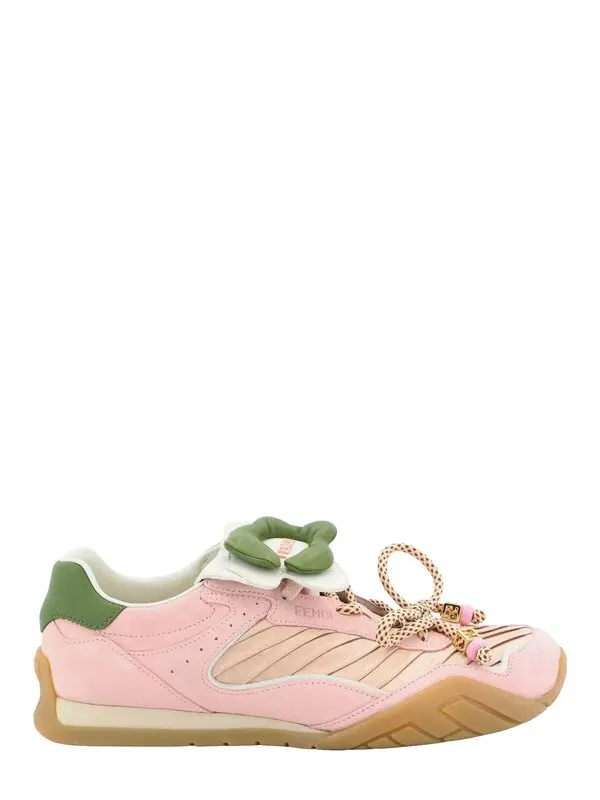 Fendi Wave Pulse Suede And Satin Sneakers - Pink