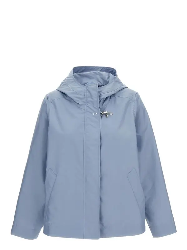 FAY Short Parka In Technical Poplin - Sky Blue