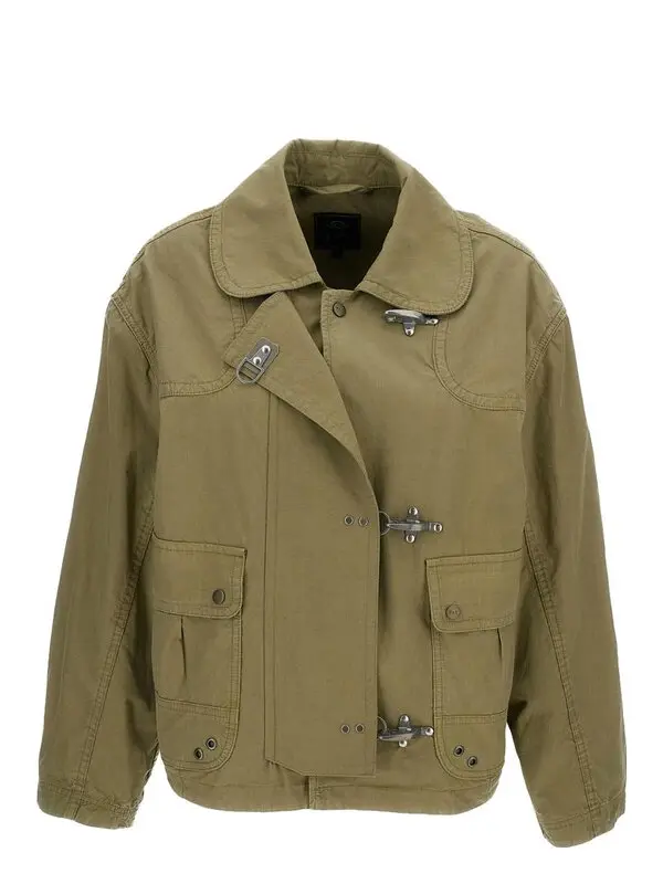 FAY Cotton Canvas Jacket With Hook Closure - Green