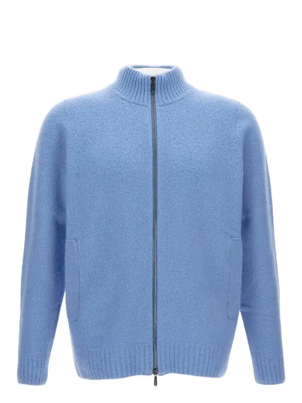 DRUMOHR Textured Zip Cardigan - Sky Blue