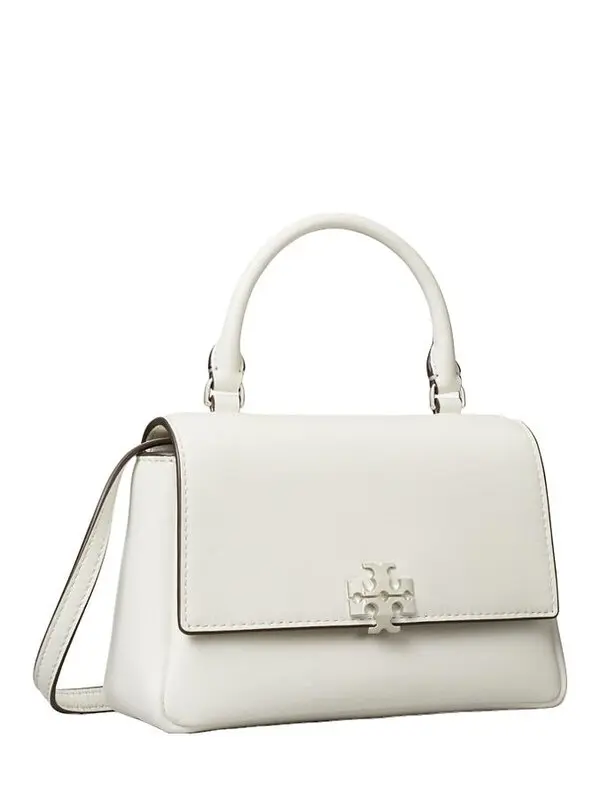 Tory Burch Mini Charlie Top-handle Crossbody In Smooth Leather - Bianco