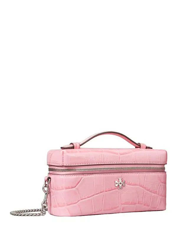 Tory Burch Charlie Croc-embossed Vanity Case - Rose Sunset