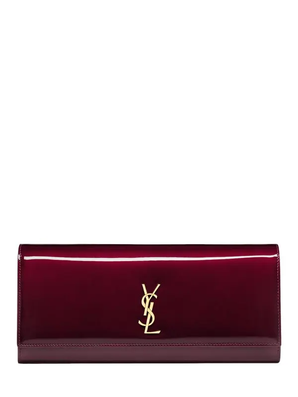 Saint Laurent Kate Clutch In Patent Leather - Gloss Burgundy