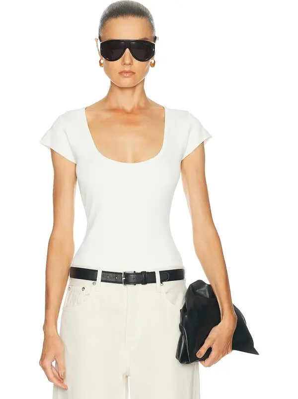 SKIMS Refined Knit Scoop Neck T-shirt - Egret