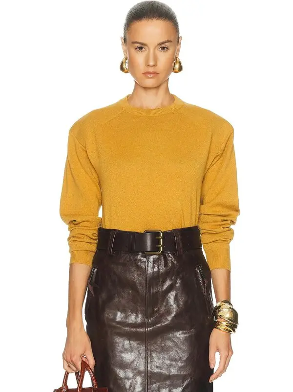 Saint Laurent Pullover Sweater In Mustard Cashmere - Moutarde