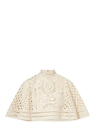 Zimmermann Indra Embroidered Cotton Cape - Tea