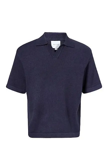 RAITH Miguel Boucle Cotton-blend Polo Shirt - Navy