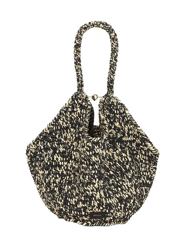 Khaite Lotus Medium Raffia Tote Bag - Black & White
