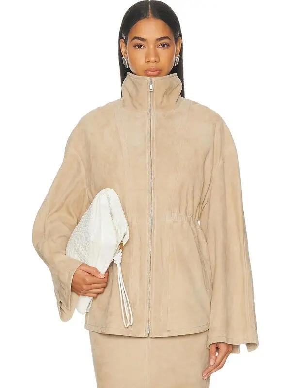 Nour Hammour Passage Suede Jacket - Creme