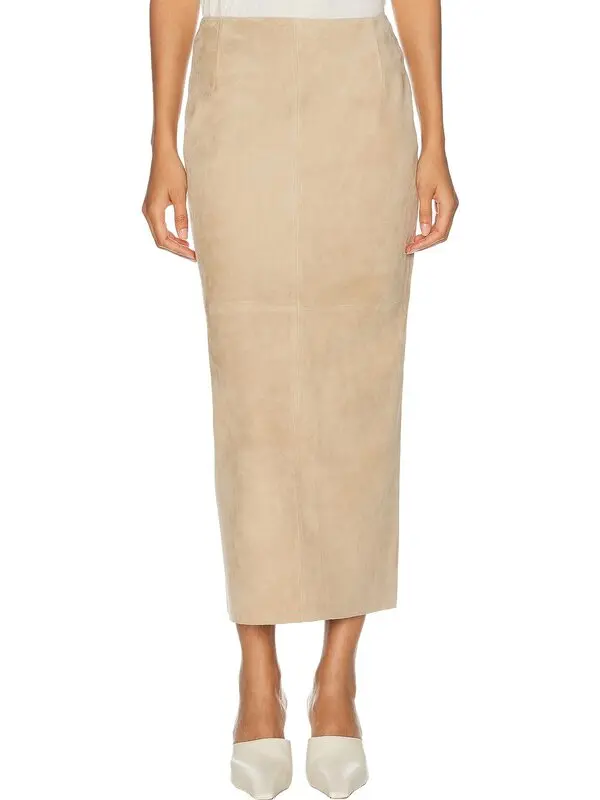 Nour Hammour Selly Suede Skirt - Creme Suede