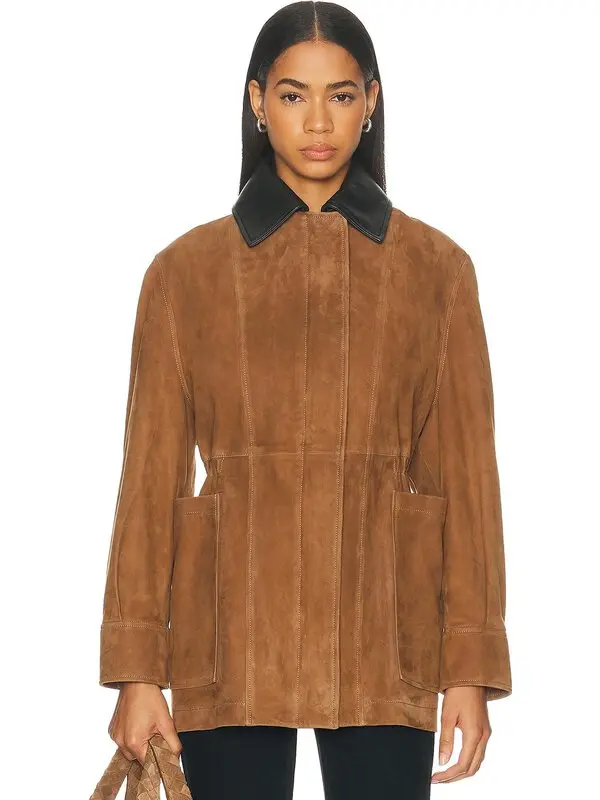 Nour Hammour Cognac Suede Jacket - Tobacco