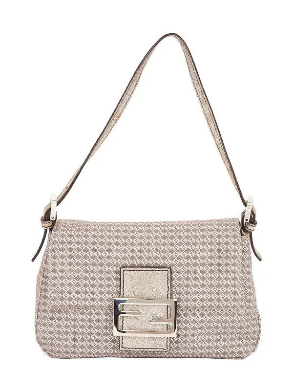 Fendi Mini Mama Baguette Shoulder Bag In Metallic - Silver