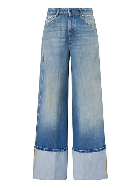 Givenchy Wide-leg Turn-up Denim Jeans - Medium Blue