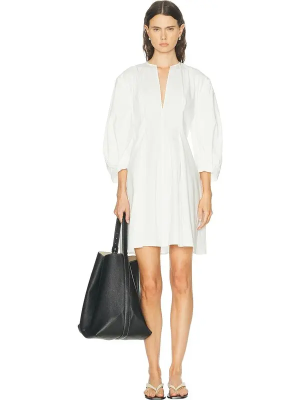 TOTEME Balloon Sleeve V-neck Dress - White