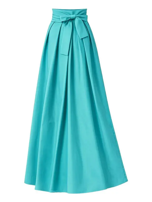 NIKKA PLACE High-waisted Maxi Skirt With Bow Detail - Blue