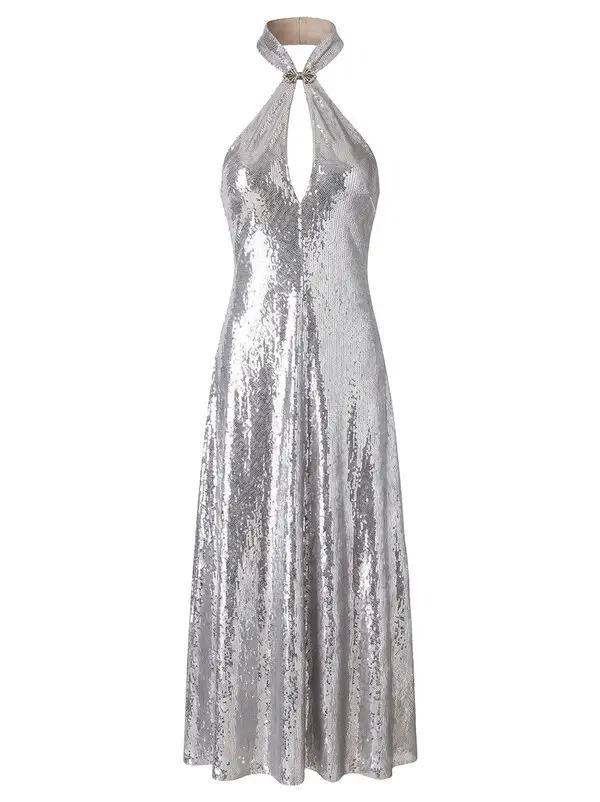 BELSIZE25 Mayfair Series Sequinned Halterneck Mermaid Gown - Silver