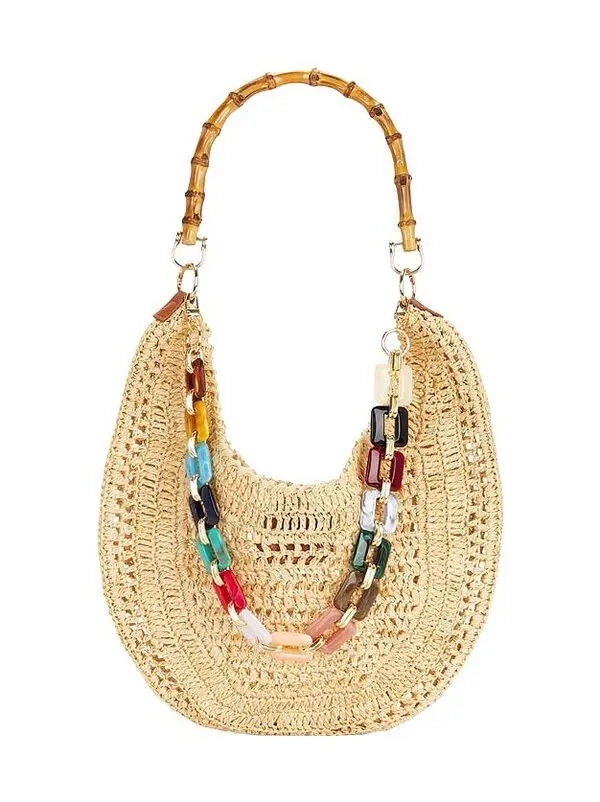 BTB LOS ANGELES Isla Raffia Hobo Bag - Neutral