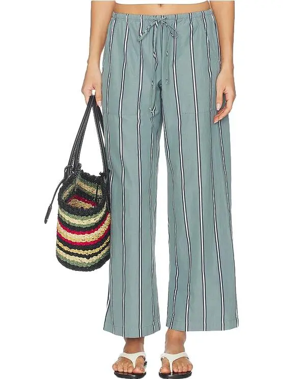 Donni. The Pop Stripe Drawstring Pant - Sage