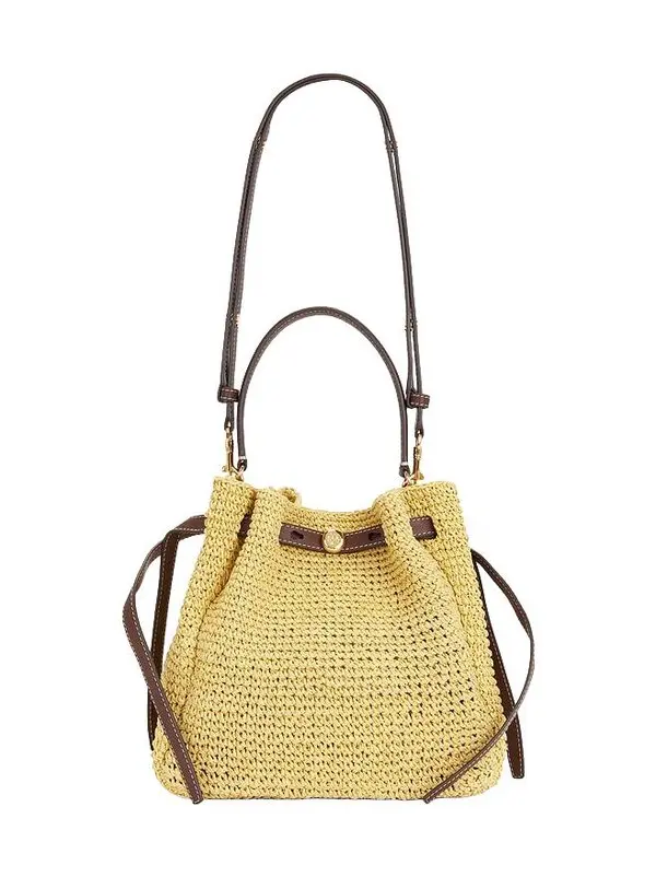 Tory Burch Romy Straw Bucket Bag - Neutral