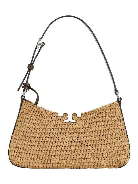 Tory Burch Eleanor Straw Slim Shoulder Bag - Tan