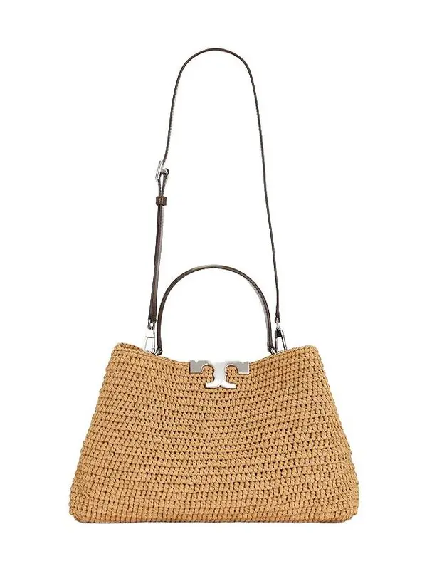Tory Burch Eleanor Straw Satchel Bag - Tan