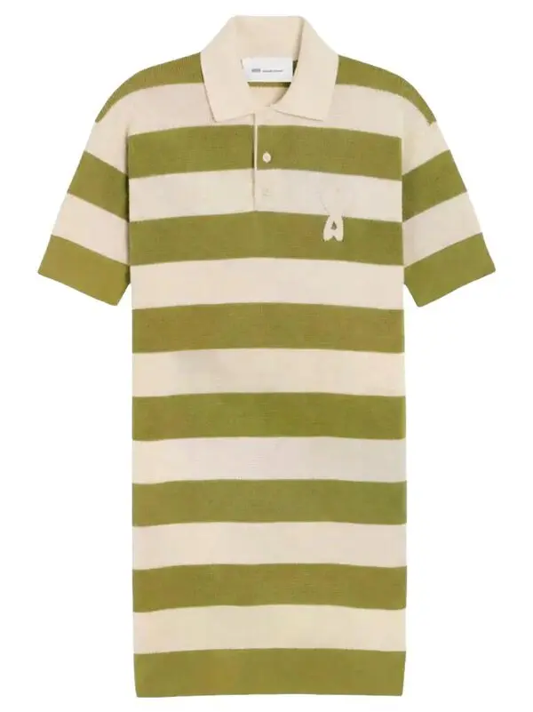 AMI Paris De Coeur Striped Polo Mini Dress - Green