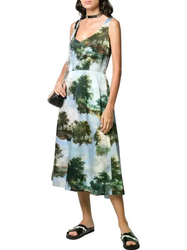 Comme Des Garçons Landscape Print A-line Dress - Blue
