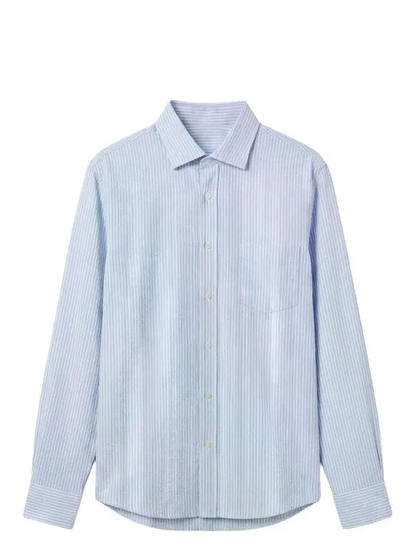 Hartford Striped Seersucker Shirt - Blue