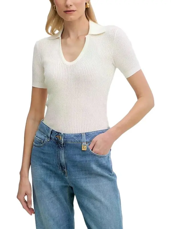 Elisabetta Franchi Logo-patch Knitted Top - Neutrals
