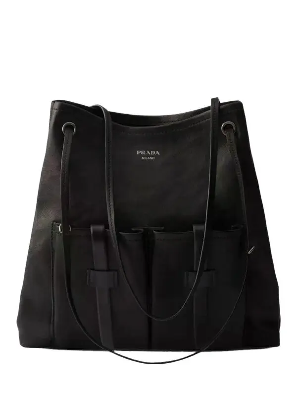 Prada Route Large Leather Bag - Black