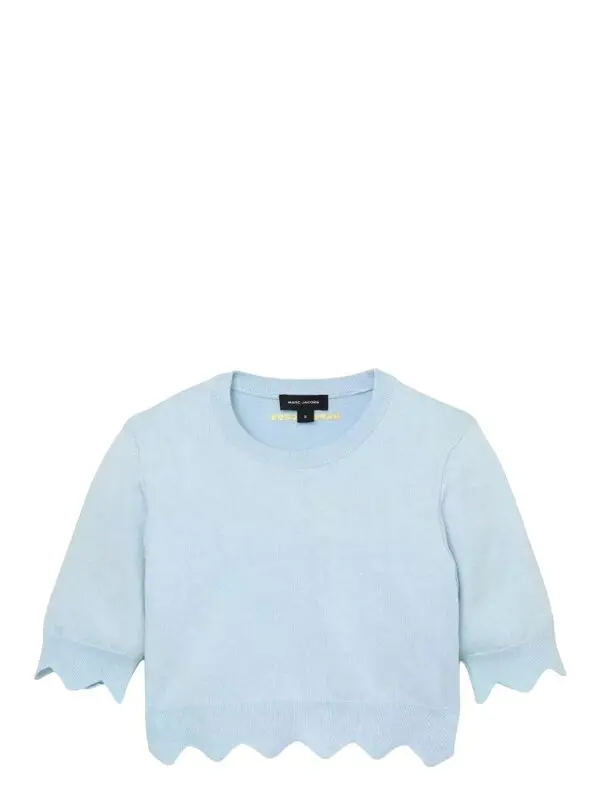 Marc Jacobs Daisy Scalloped Cropped Sweater - Blue