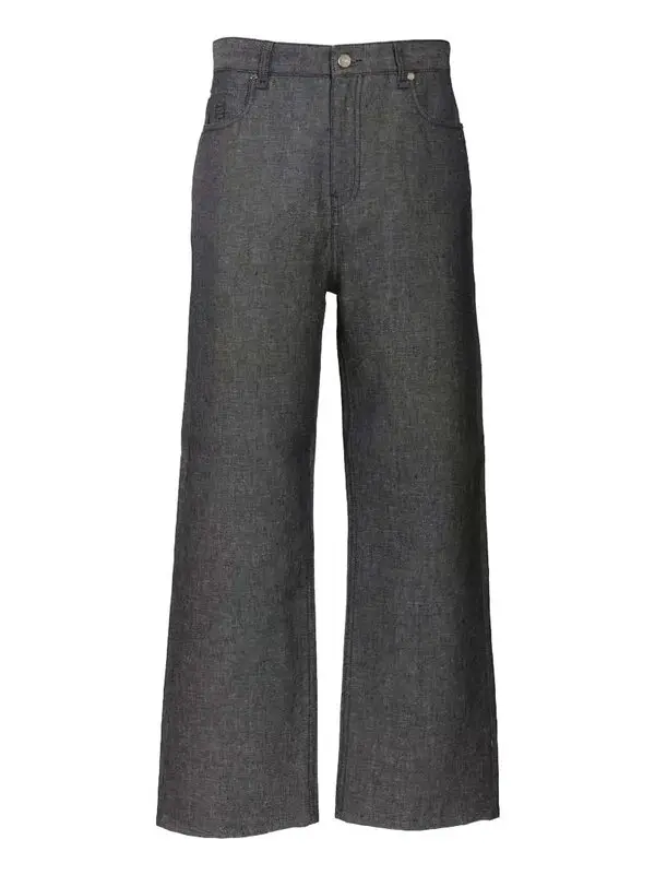 Fendi Logo-embroidered Straight Leg Jeans - Blue