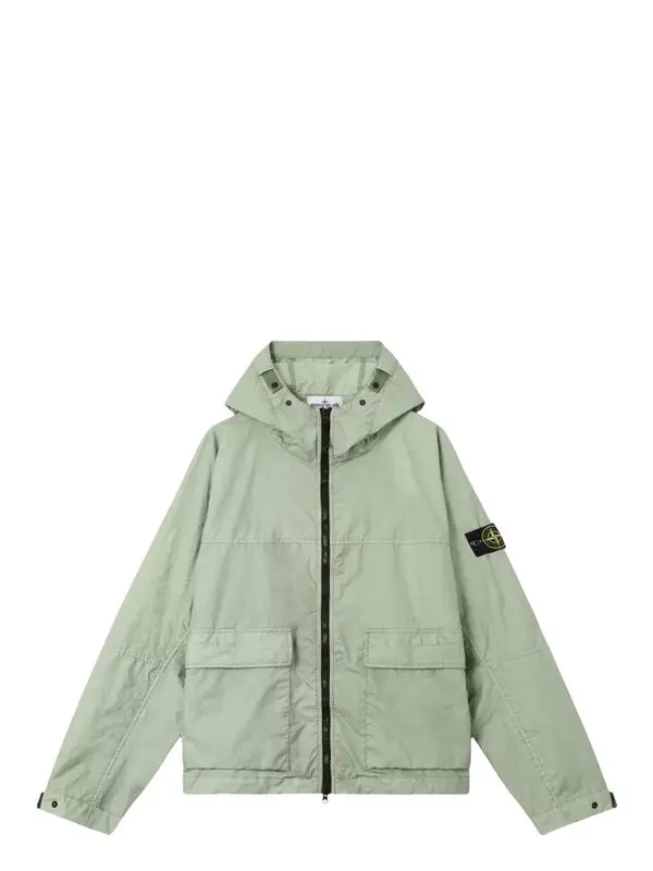 Stone Island Logo Patch Hooded Parka - Green