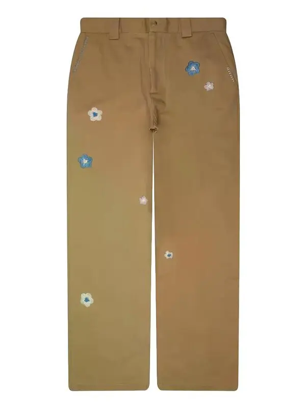 NAHMIAS Floral Embroidered Whipstitch Trousers - Neutrals