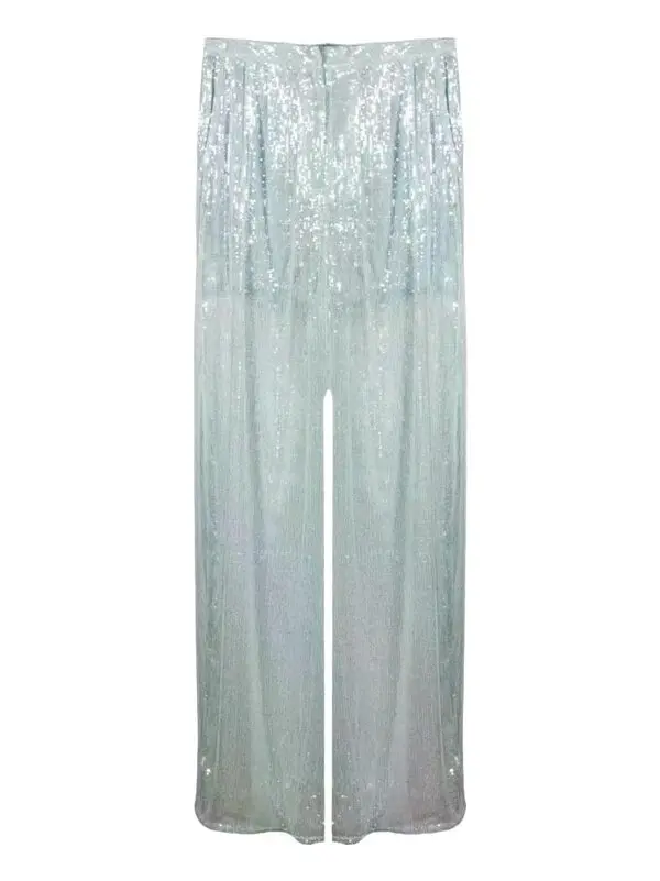 TWENTY FOURHAITCH Sequin Embellished Satin Detail Trousers - Blue