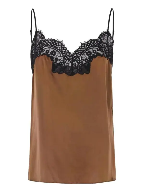 Co Lace Trim Silk Camisole - Brown