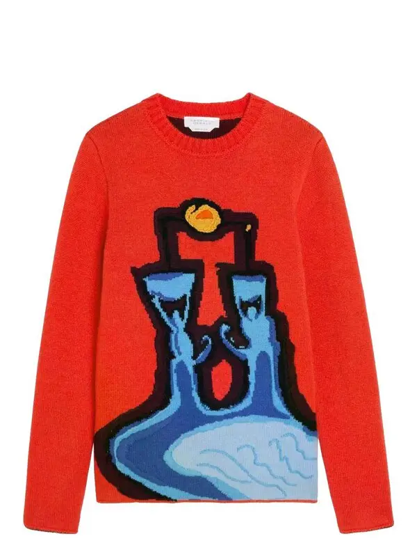 Gabriela Hearst Avichai Intarsia Knit Sweater - Red
