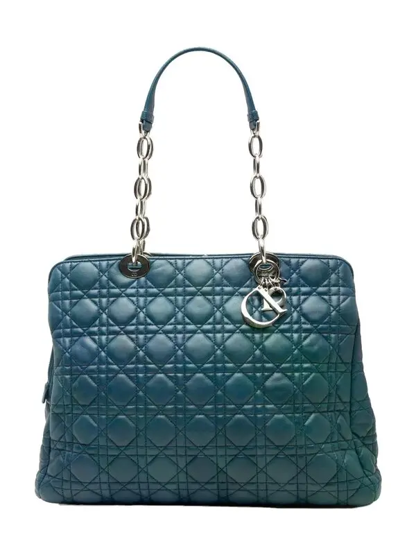 Dior Large Lambskin Lady Shopping Tote Bag - Blue