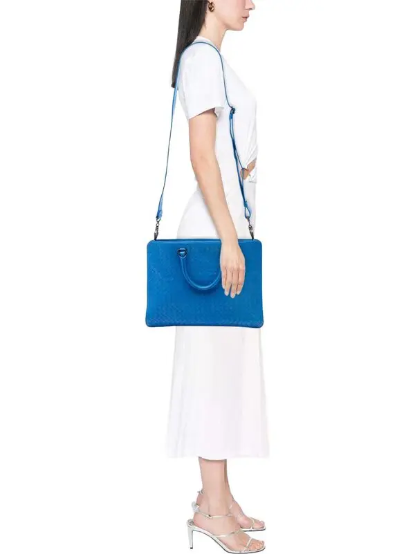 Bottega Veneta Intrecciato Nappa Leather Briefcase Business Bag - Blue