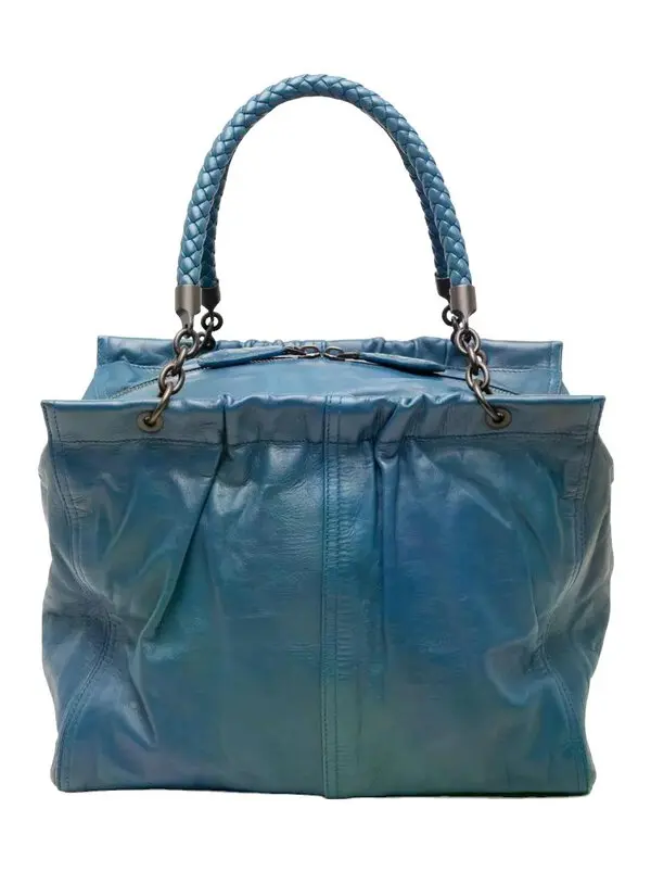 Bottega Veneta Nappa Intrecciato Trimmed Handbag - Blue