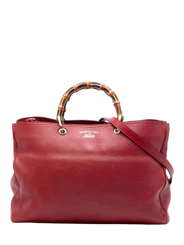 Gucci Calfskin Bamboo Shopper Satchel - Red