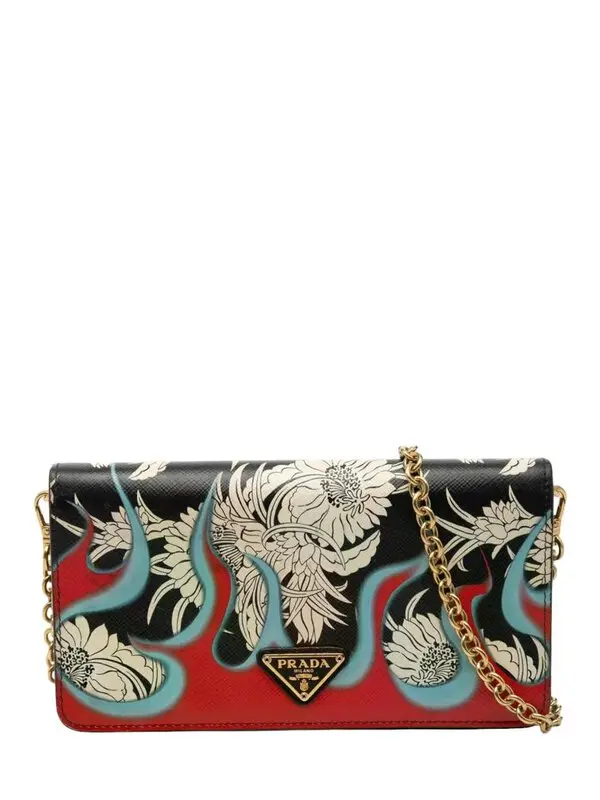 Prada Saffiano Wallet On Chain - Black