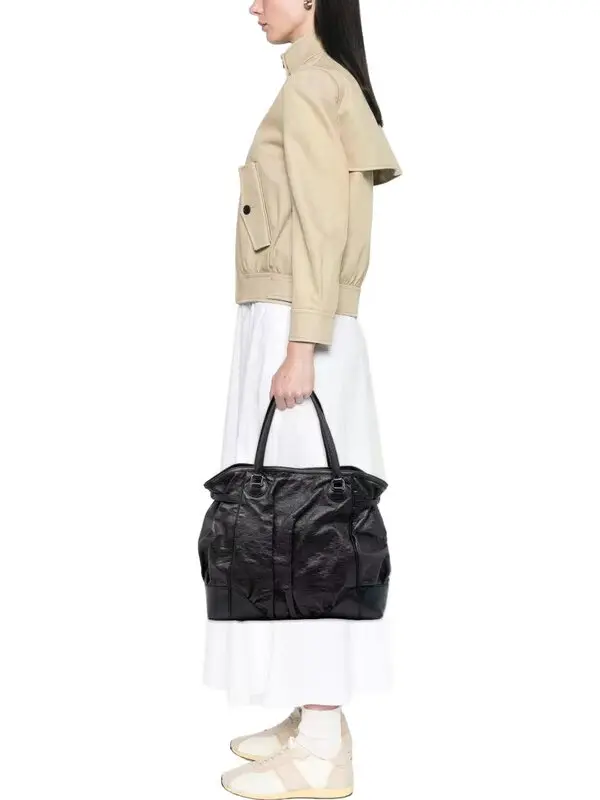 Gucci Embossed Leather Horsebit Full Moon Tote Bag - Brown
